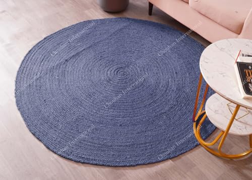 Chouhan International 4x4, 5x5, 6x6,feet Natural Jute Plain Round Rug, Floor Plain Edge Rug Braided Boho Eco Large Circular Handmade Area Rugs (CIRD2)
