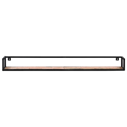 Floating Shelves Set of 2, 63 Inch Wall Mounted Storage Shelves, Solid Wood Wall Shelves with Metal Bracket, Sturable and Durable Hanging Shelves Display Rack for Bedroom Living Room Multicolor