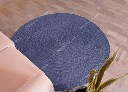 Chouhan International 4x4, 5x5, 6x6,feet Natural Jute Plain Round Rug, Floor Plain Edge Rug Braided Boho Eco Large Circular Handmade Area Rugs (CIRD2)