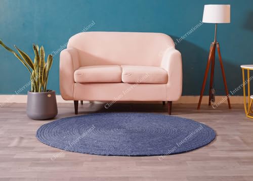 Chouhan International 4x4, 5x5, 6x6,feet Natural Jute Plain Round Rug, Floor Plain Edge Rug Braided Boho Eco Large Circular Handmade Area Rugs (CIRD2)