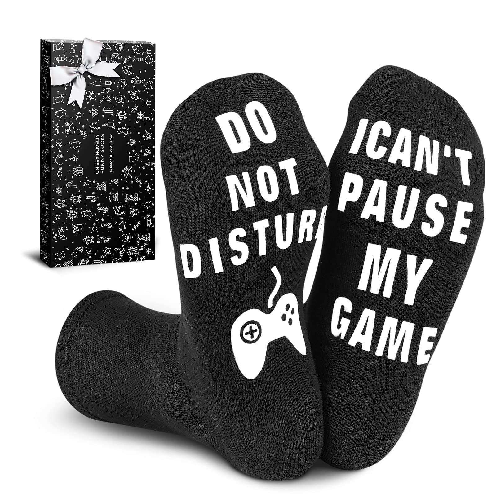 Funny Gaming Socks and LED Telescoping Magnet Pickup Tool Set with Lights - Stocking Stuffers Gifts for Women Teenage Boy Girl