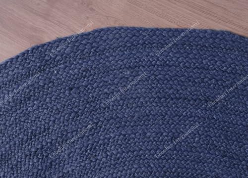 Chouhan International 4x4, 5x5, 6x6,feet Natural Jute Plain Round Rug, Floor Plain Edge Rug Braided Boho Eco Large Circular Handmade Area Rugs (CIRD2)