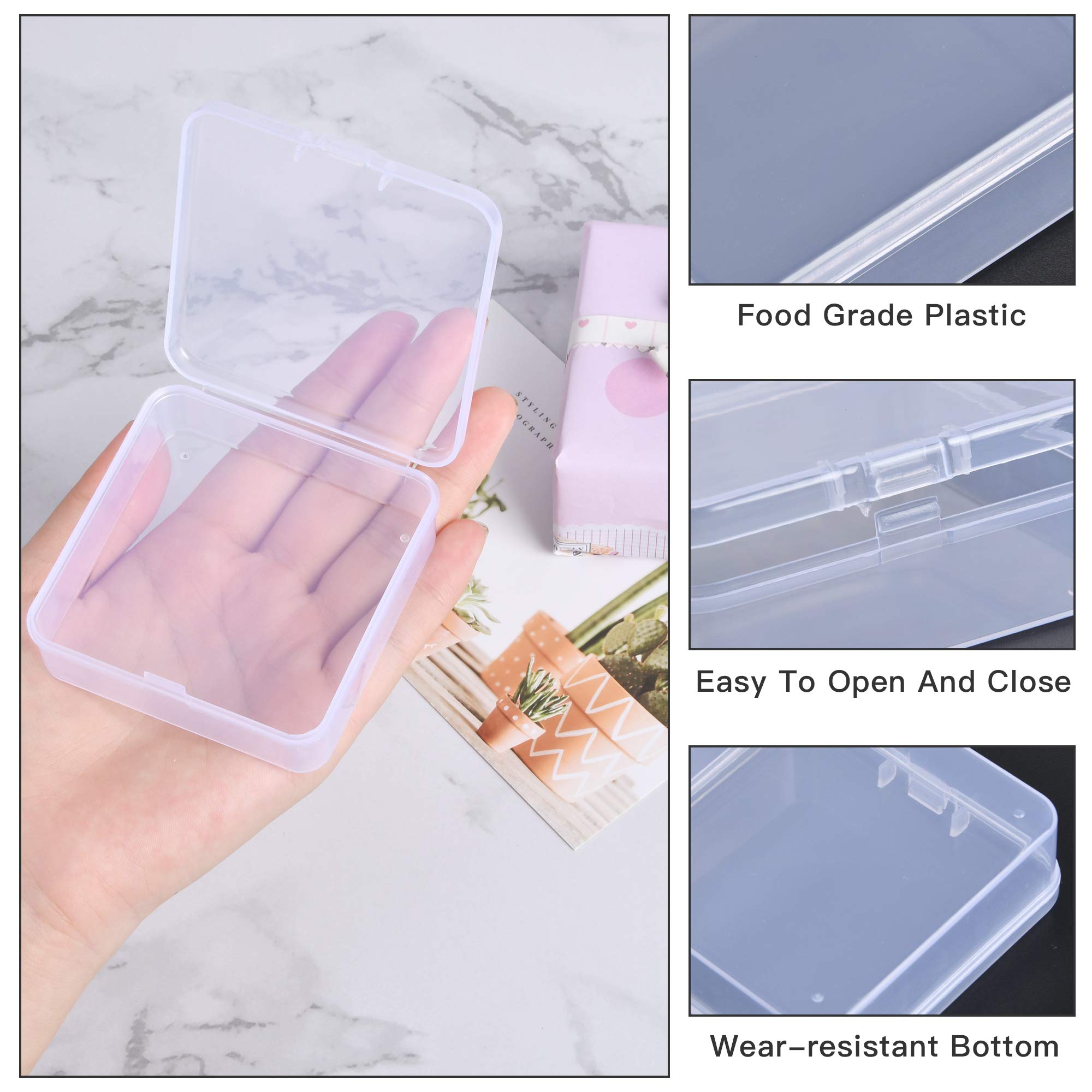 Akamino 30 Pack Small Clear Plastic Beads Storage Containers Box with Hinged Lid for Storage Beads,Crafts, Jewelry, Hardware and Other Small Items Accessories (2.9 x 2.9 x 1 inches)