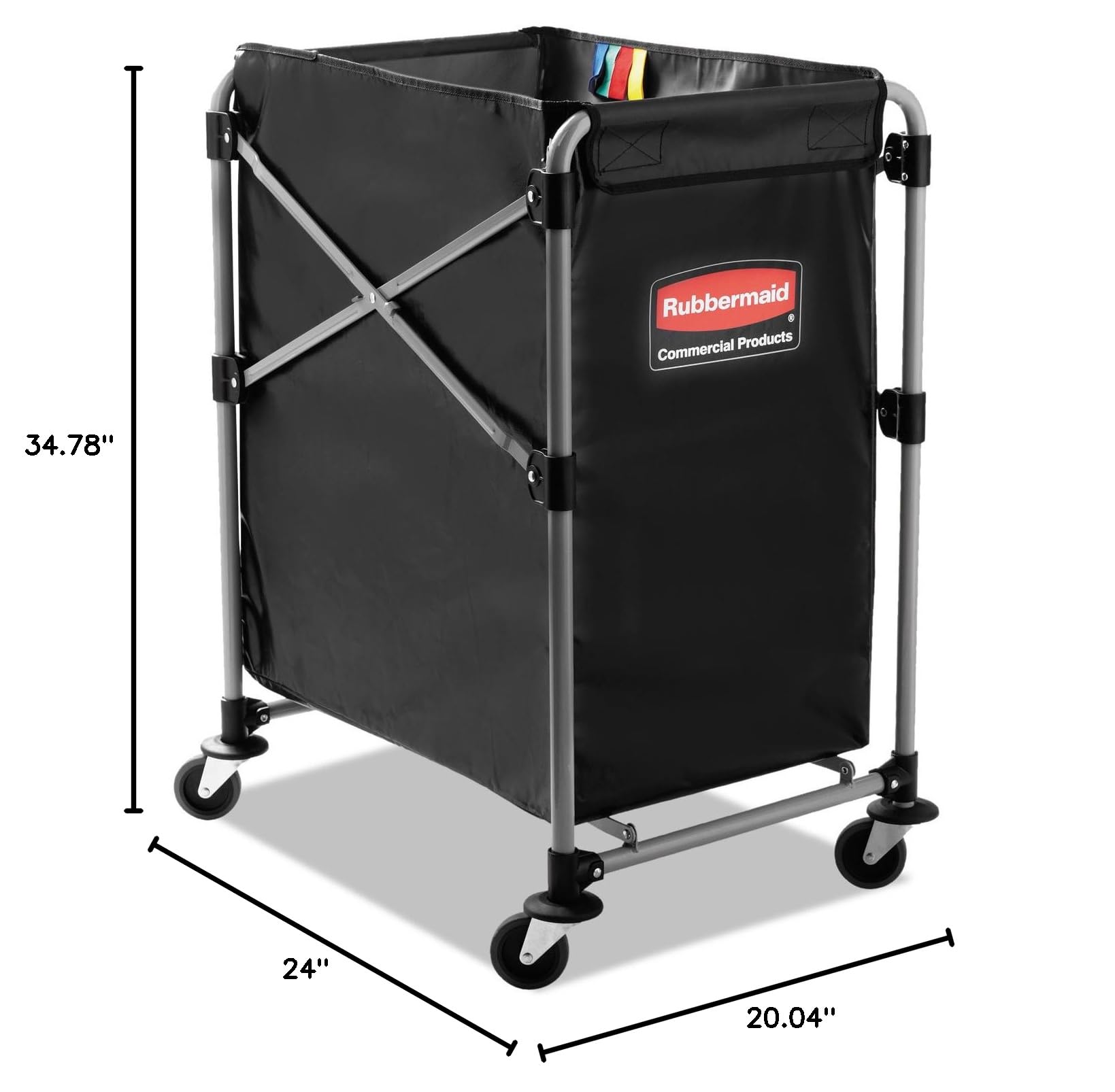 Rubbermaid Commercial 1881749 Collapsible X-Cart Steel 4-Bushel Cart 20 1/3W X 24 1/10D Black/Silver