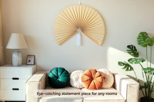 ChicnChill Oriental Wall Fan, Giant Bamboo Fan with Tassel, Oriental Woven Wall Hanging ,Decorative Fan Above Bed, Rustic Wall Pediment for Home Decor (Extra Large 47''x23.5'')