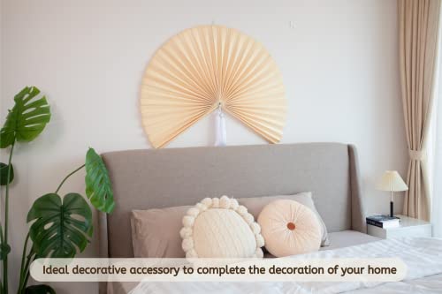 ChicnChill Oriental Wall Fan, Giant Bamboo Fan with Tassel, Oriental Woven Wall Hanging ,Decorative Fan Above Bed, Rustic Wall Pediment for Home Decor (Extra Large 47''x23.5'')