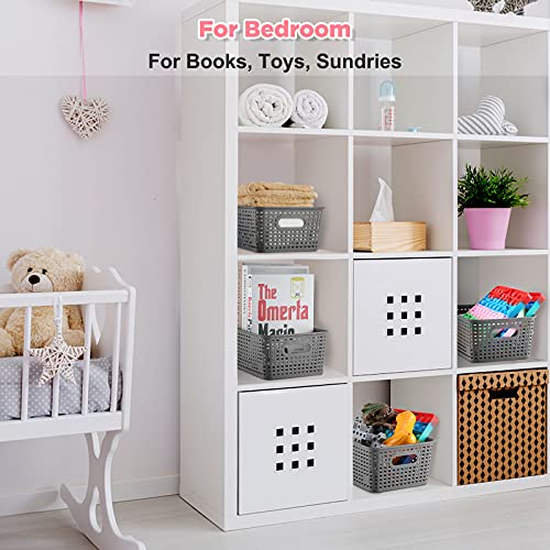 AREYZIN Plastic Storage Baskets With Lid Organizing Container Lidded Knit Storage Organizer Bins for Shelves Drawers Desktop Closet Playroom Classroom Office