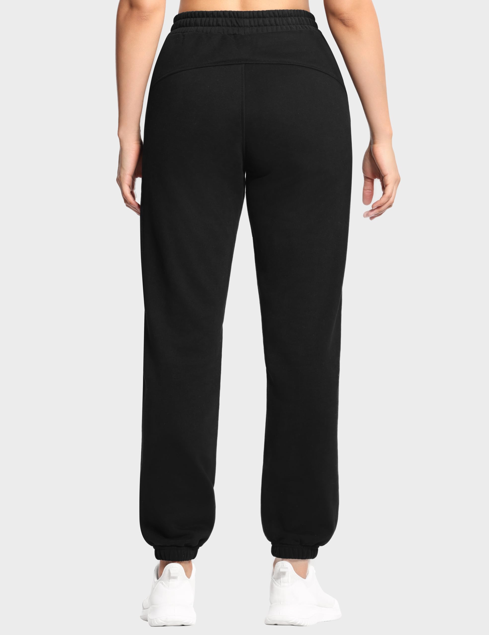 THE GYM PEOPLE Women's Fleece Sweatpants Warm Workout Joggers Pants with Pockets Black