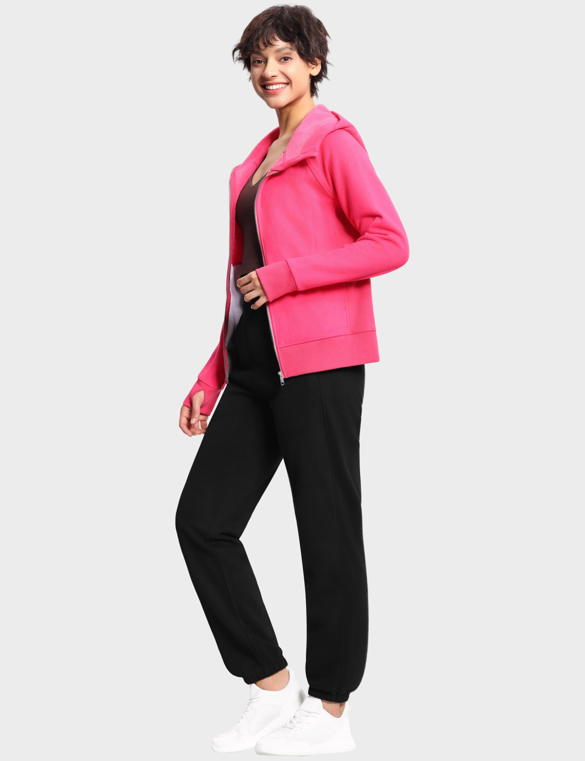 THE GYM PEOPLE Women's Fleece Sweatpants Warm Workout Joggers Pants with Pockets Black