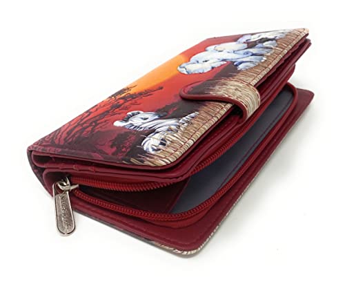 Shag Wear Babies of Africa Large Wallet for Women Red 7"