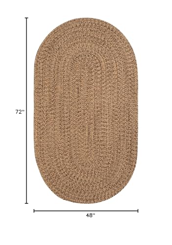 Capel Rugs Claire Washable Reversible Indoor Outdoor 4' x 6' Oval Chestnut Braided Area Rug Made in The USA