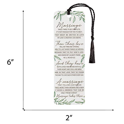 Marriage Takes Three Green Foliage 6 x 2 Cardstock Bookmark Multipack with Tassel of 12