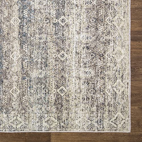 Bloom Rugs Caria Washable Non-Slip 4x6 Rug - Beige Brown/Teal Area Rug for Living Room, Bedroom, Dining Room and Kitchen - Exact Size: 4' x 6'