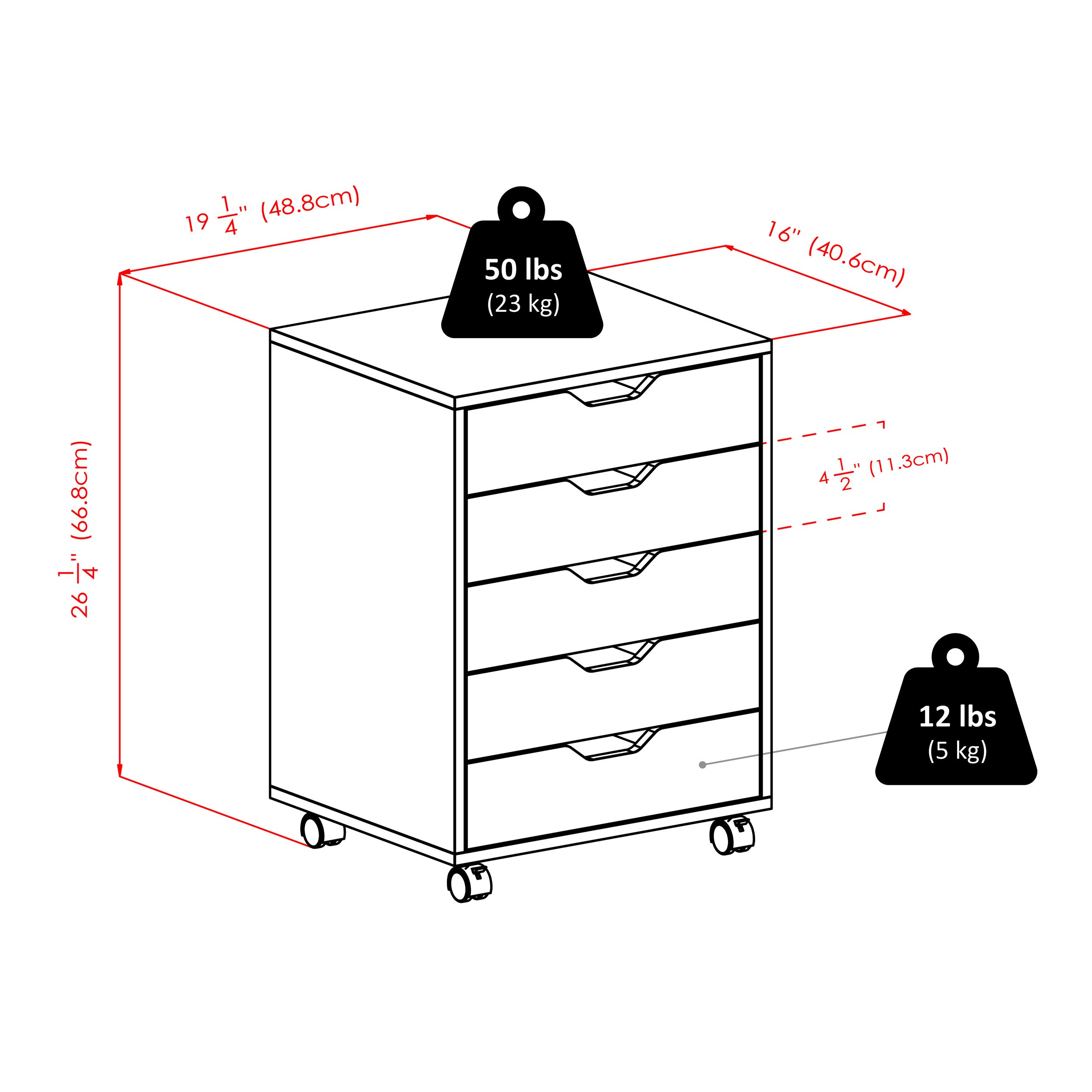 Winsome Halifax Storage/Organization, 5 drawer, White