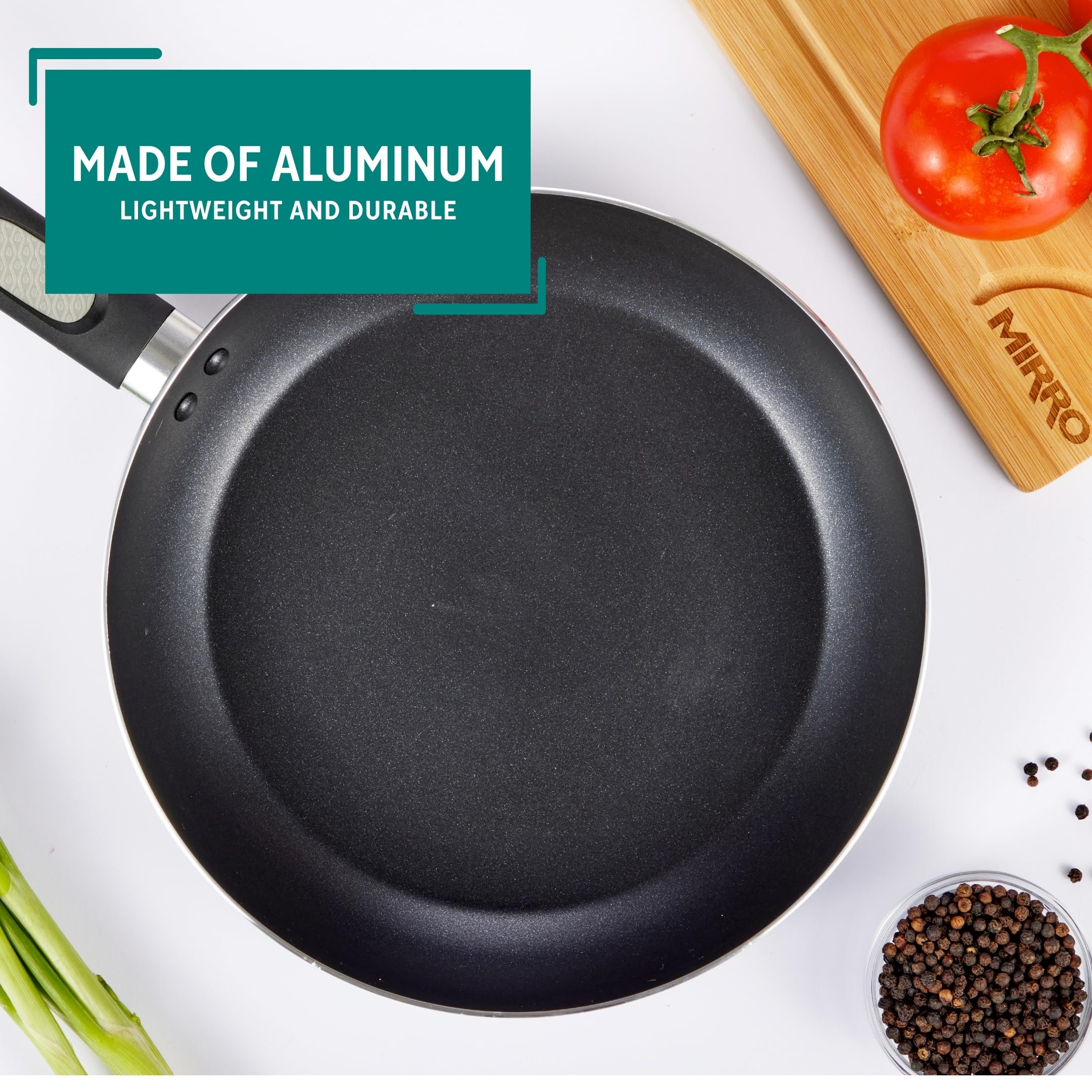 Mirro A79702 Get A Grip Aluminum Nonstick Fry Pan Cookware, 8-Inch, Black -