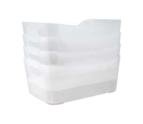 Heritage Living Storage Baskets 4 Pack for Organizing, All-Purpose Durable Storage Baskets for Shelves, Strong Storage Bins with Handles 7.5x5.1x3.1 Inches (xsmall, White Frost)