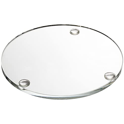 YOUEON Set of 6 Round Glass Drink Coasters, 3.5 Inch Crystal Coasters Decorative Glass Plates Clear Glass Coasters for Mugs, Cups, Dining Tables, Office, Kitchen, Home Decor and Parties