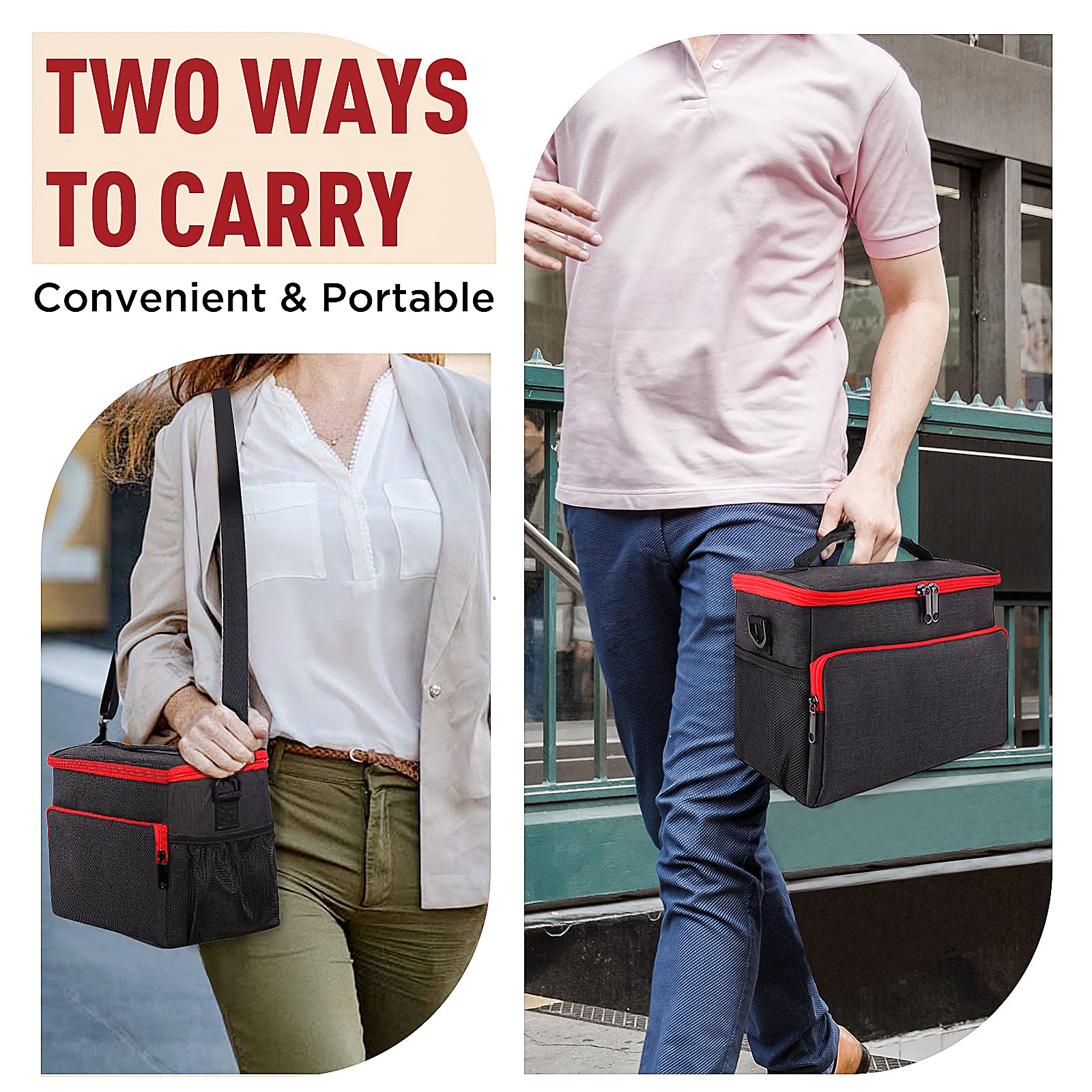 EASYFUN Adult Lunch Box for Men & Women Insulated Large Lunch Bag with Adjustable Shoulder Strap, Leak Proof Reusable Lunch Cooler Tote Bag