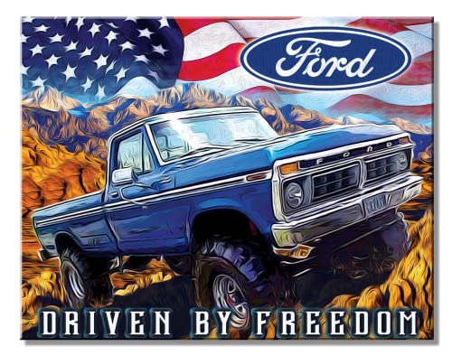 Desperate Enterprises Ford Freedom Truck Tin Sign - Nostalgic Vintage Metal Wall Decor - Made in USA