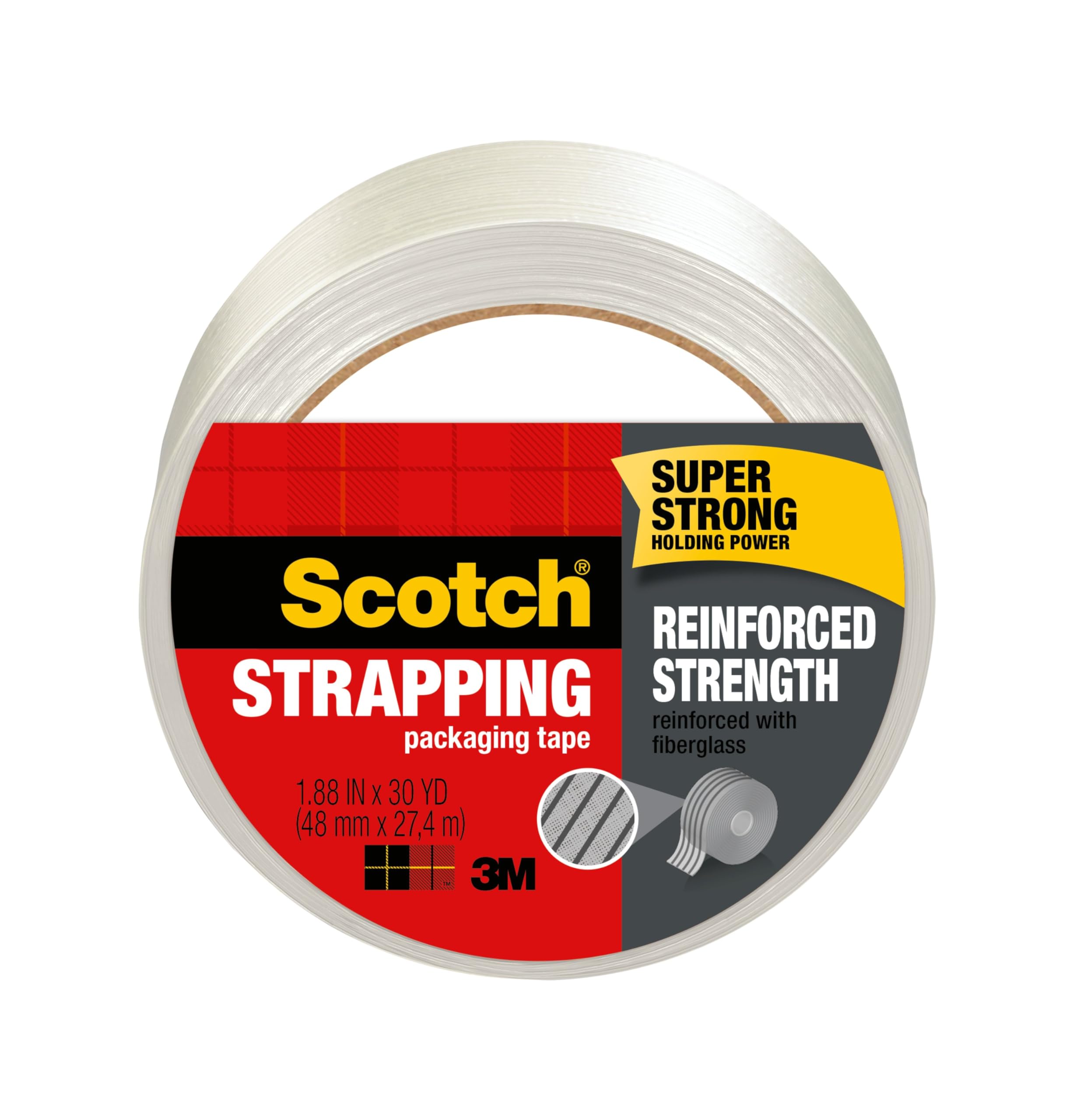 Scotch Reinforced Strength Shipping Strapping Tape, 1.88"x 30 yd., 1 Roll/Pack (8950-30)