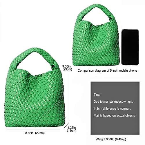 BZXHVSHA Handmade Woven Handbags and Purses for Women Bucket Bag (Green)