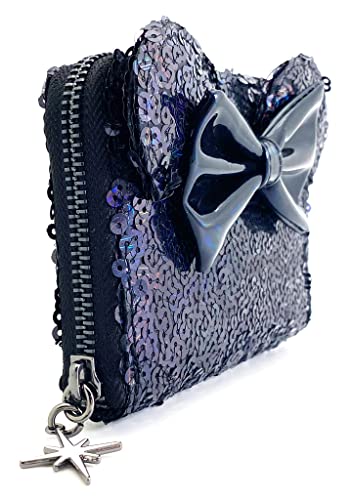 Loungefly X LASR Exclusive Disney Celestial Dreams Black Holographic Sequin Minnie Zip Wallet - Cute Wallets Fashion Cosplay Disneybound
