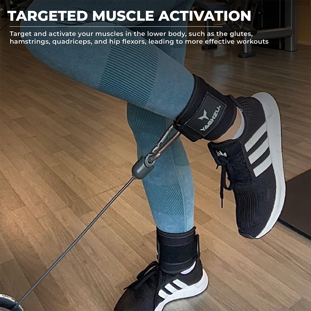 YAGHZU Ankle Straps for Cable Machines Women - Adjustable Gym Ankle Strap for Cable Machine, Neoprene Padded Cable Straps, Durable Leg Strap with Cable Cuff, Glute Kickback Ankle Strap with D Rings