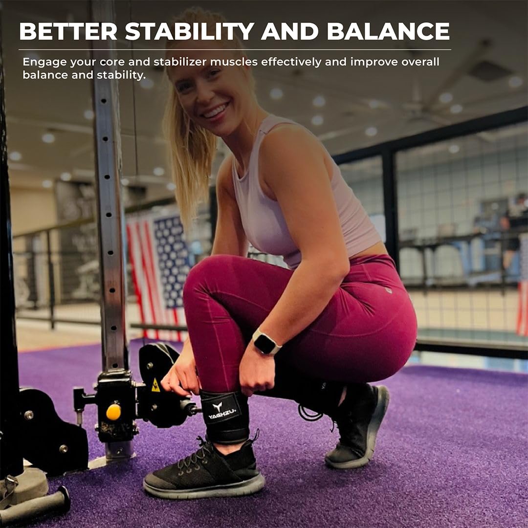 YAGHZU Ankle Straps for Cable Machines Women - Adjustable Gym Ankle Strap for Cable Machine, Neoprene Padded Cable Straps, Durable Leg Strap with Cable Cuff, Glute Kickback Ankle Strap with D Rings