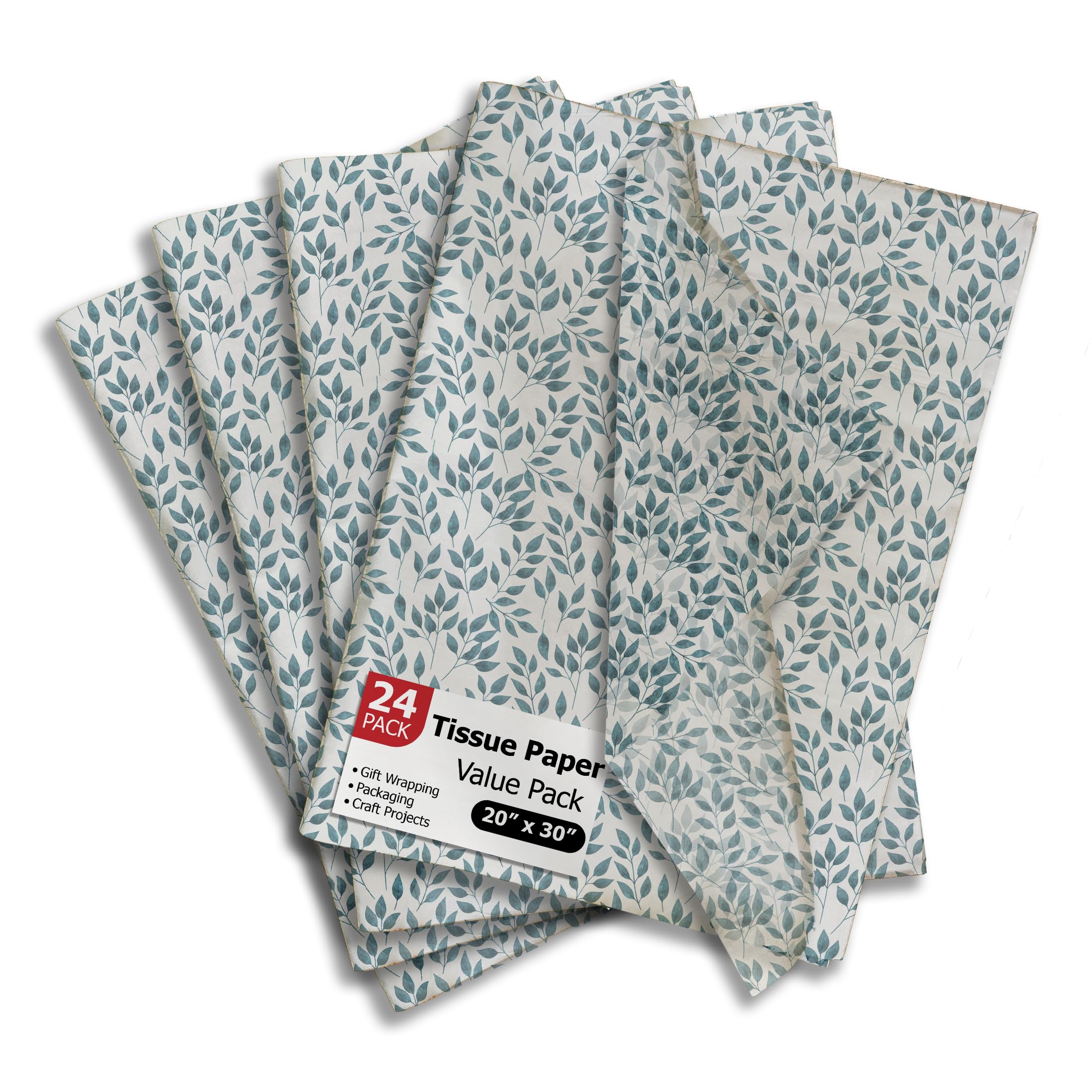Printed Tissue Paper - Decorative Tissue for Decoupage - Fall Tissue Paper - Teardrop Leaves Tissue Paper | 24 Sheets 20" x "30"