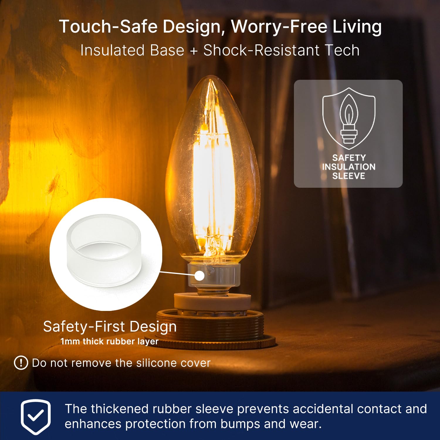 FLSNT B11 E12 LED Candelabra Bulbs 60W Equivalent, Dimmable LED Candle Light Bulbs, 2700K Soft White (Warm Light), Pack of 12