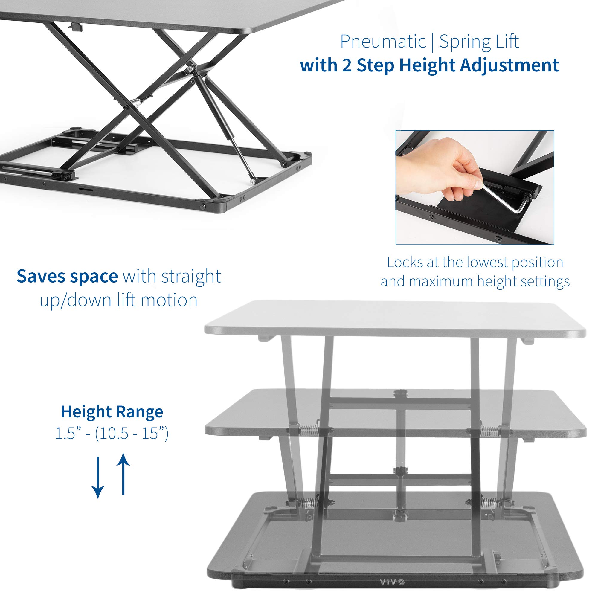 VIVO Black Ultra-Slim Single Top Height Adjustable 31 inch Standing Desk Converter, Compact Sit Stand Desktop Riser for Monitor or Laptop, DESK-V000I