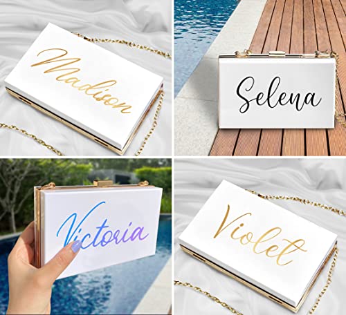 Custom Clutch Bag Add Your Text Bridal Shower Engagement Gift Shoulder Acrylic Handbag Women Purse