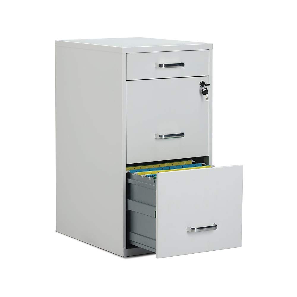 Staples 2806666 3-Drawer Vertical File Cabinet Locking Letter White 18-Inch D (52144)