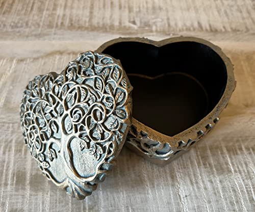 Top Brass Decorative Tree of Life / Heart Trinket Jewelry Box - Spiritual Love Celtic Art
