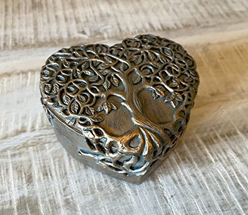 Top Brass Decorative Tree of Life / Heart Trinket Jewelry Box - Spiritual Love Celtic Art