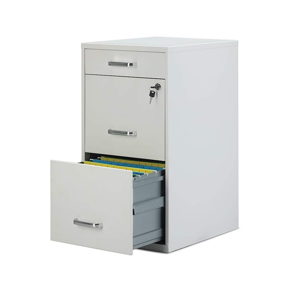 Staples 2806666 3-Drawer Vertical File Cabinet Locking Letter White 18-Inch D (52144)