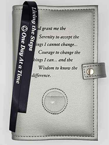 Deluxe Double Alcoholics Anonymous AA Big Book & 12 Steps & 12 Traditions Book Cover Medallion Holder Nickel
