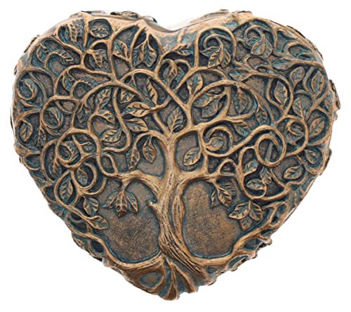 Top Brass Decorative Tree of Life / Heart Trinket Jewelry Box - Spiritual Love Celtic Art