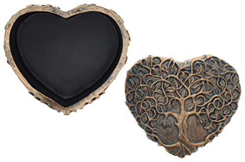 Top Brass Decorative Tree of Life / Heart Trinket Jewelry Box - Spiritual Love Celtic Art
