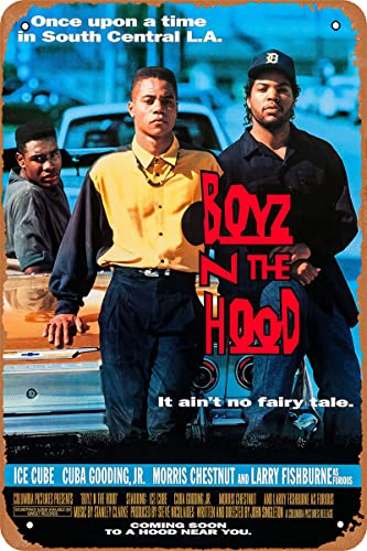 QIAN&XII Boyz n The Hood Movie Poster Retro Metal Sign Vintage Tin Sign for Cafe Bar Man Cave Office Garage Home Wall Decor 12 X 8 inch