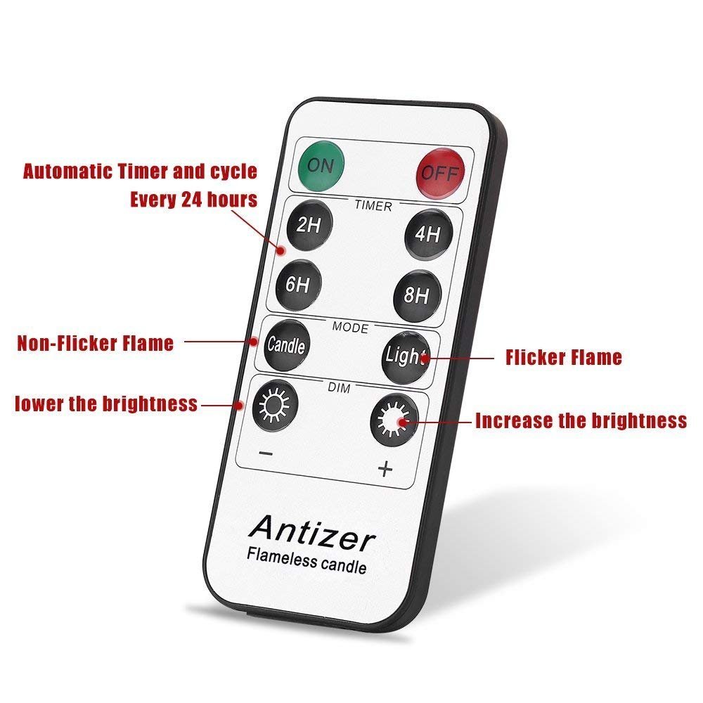 antizer Flameless Candles Led Candles Pack of 9 (H 4" 5" 6" 7" 8" 9" x D 2.2") Ivory Real Wax Battery Candles with Remote Timer