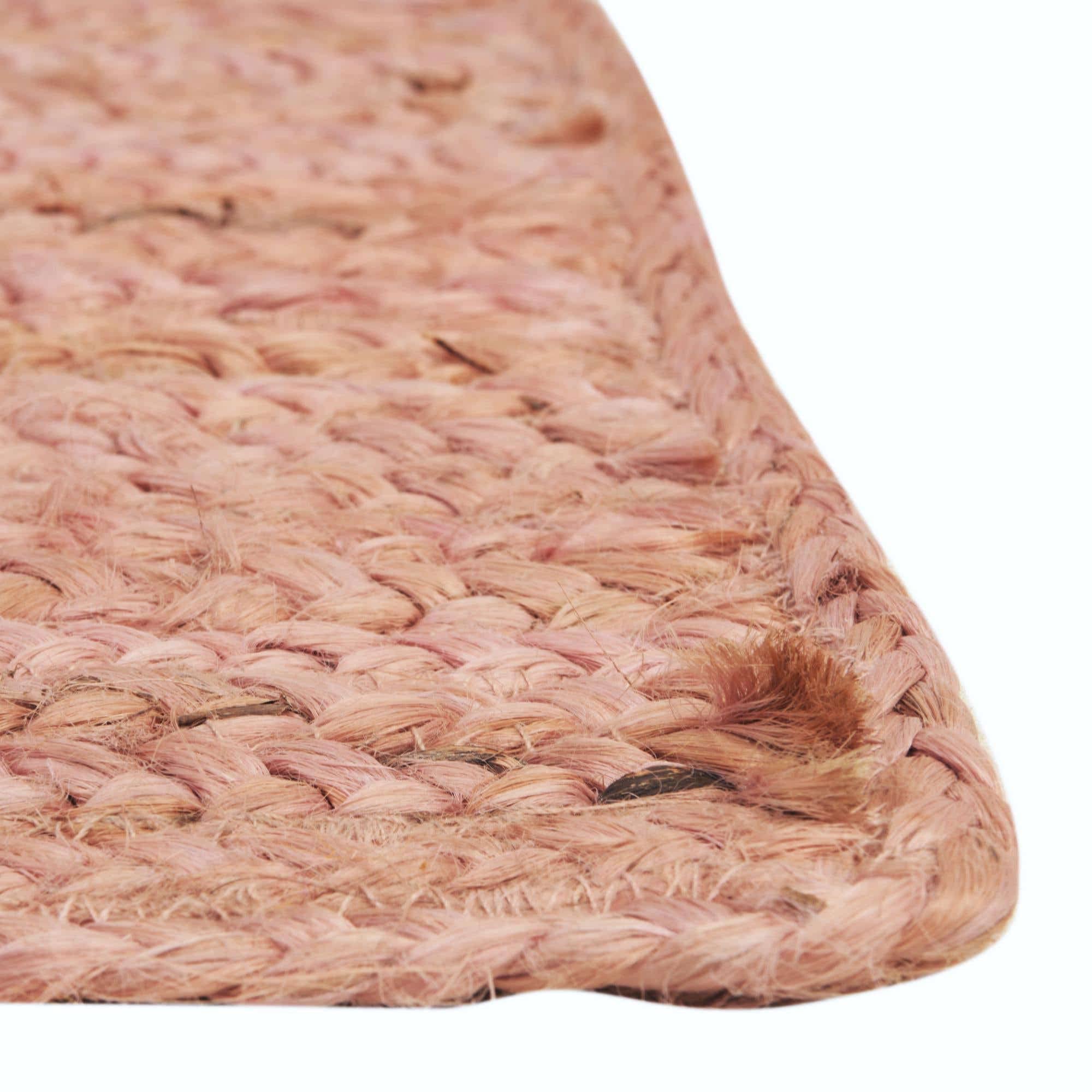Agro Richer Handwoven Jute Area Rug, 4x6 ft. Natural Pink Yarn- Rustic Vintage Beige Braided Reversible Rectangular Rugs for Bedroom, Kitchen, Living Room, Farmhouse
