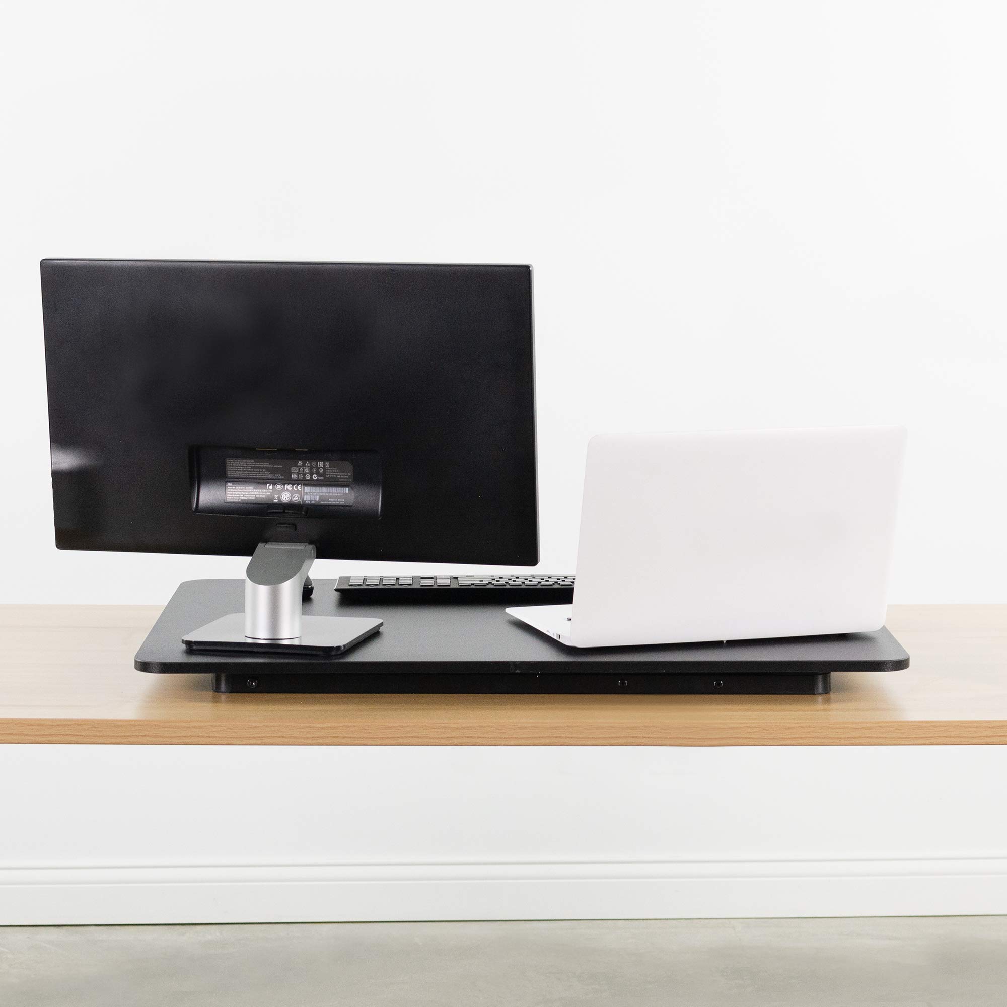 VIVO Black Ultra-Slim Single Top Height Adjustable 31 inch Standing Desk Converter, Compact Sit Stand Desktop Riser for Monitor or Laptop, DESK-V000I