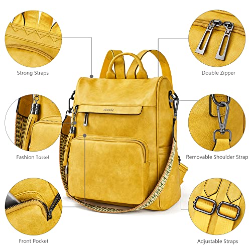 Shrrie Backpack Purse for Women PU Leather Anti-Theft Travel Backpack Purse Fashion Ladies Shoulder Bag with Tassel