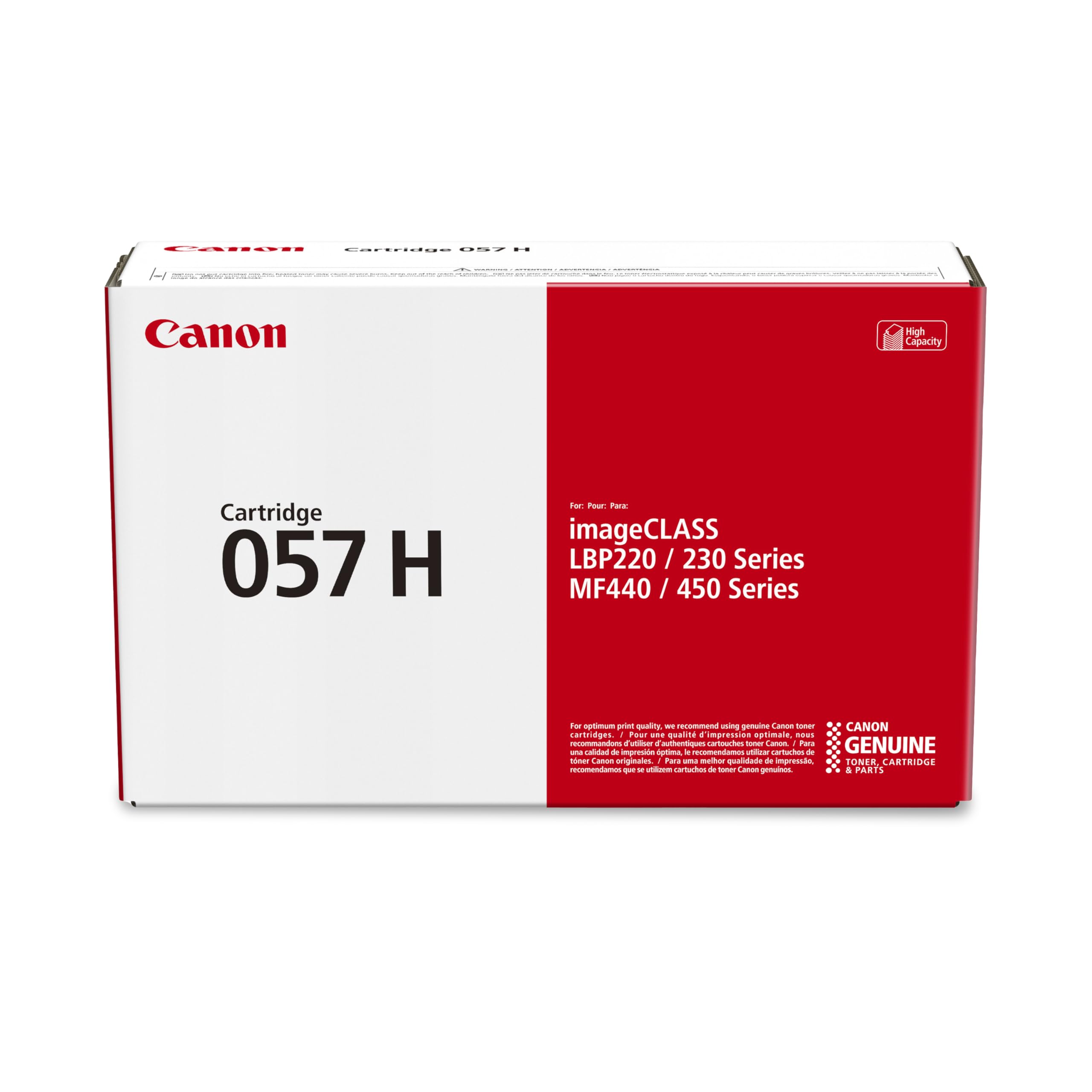 Canon Genuine Toner Cartridge 057 Black, High Capacity (3010C001), 1-Pack imageCLASS MF449dw, MF448dw, MF445dw, LBP228dw, LBP227dw, LBP226dw Laser Printers (057 H)