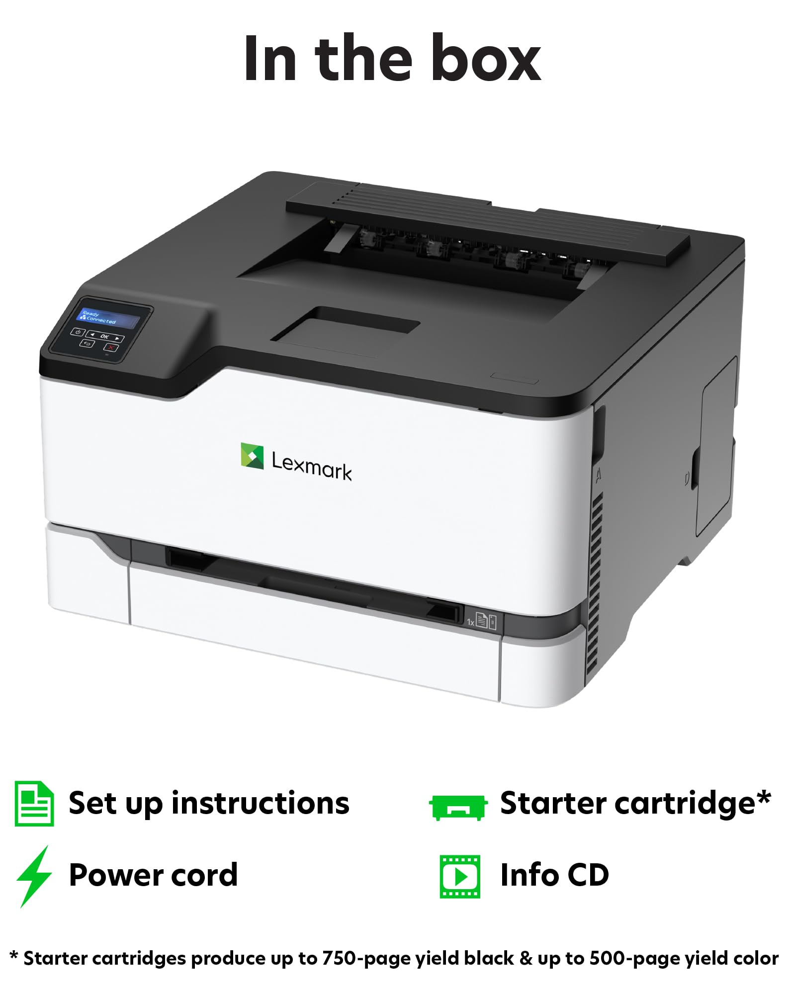 Lexmark CS331dw Laser Printer - Color - 26 ppm Mono / 26 ppm Color - 600 dpi Print - Automatic Duplex Print - Wireless LAN, White/Gray, Medium (40N9020)