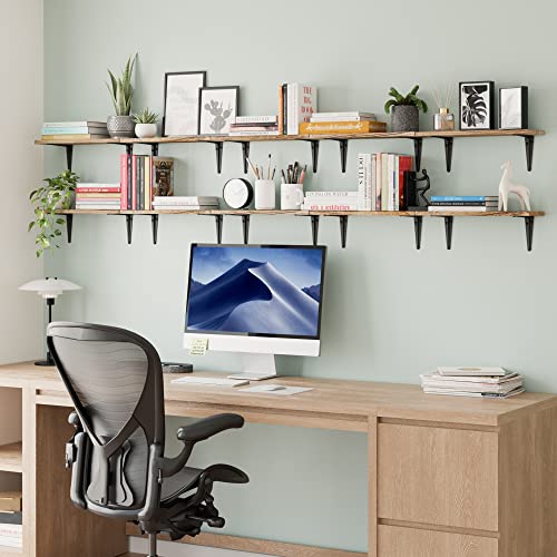 Wallniture Arras Floating Shelves for Wall Decor, 17"x 6" Bookshelf Living Room Decor, Kitchen Organization and Storage, Wall Shelves, Office Shelves Burnt Set of 10