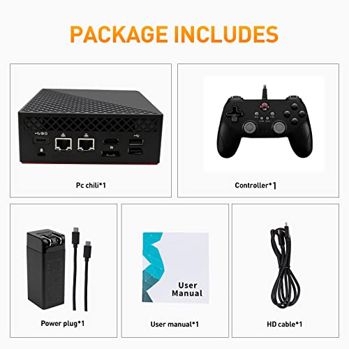 Kinhank Mini PC Game Box, Super Console X PC Chili Video Games Console Built in 120000+Games, AMD Ryzen 5 4500U, Win11Pro & Batocera 33 System in 1, 16G DDR4 RAM, 4K Three-Screen Display (1 Gamepad)