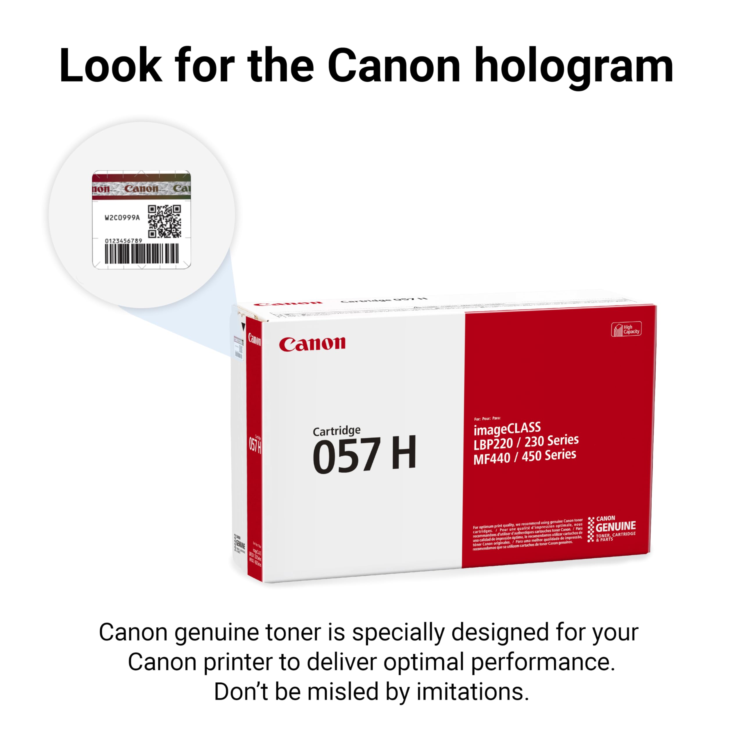Canon Genuine Toner Cartridge 057 Black, High Capacity (3010C001), 1-Pack imageCLASS MF449dw, MF448dw, MF445dw, LBP228dw, LBP227dw, LBP226dw Laser Printers (057 H)