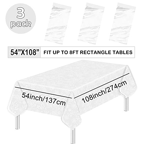 HEIPINIUYE 3 Pack Plastic Lace Tablecloth 54 X 108 Waterproof Disposable Lace Table Cover for Wedding Party Birthday Camping Bridal Shower Lace Paper Tablecloth